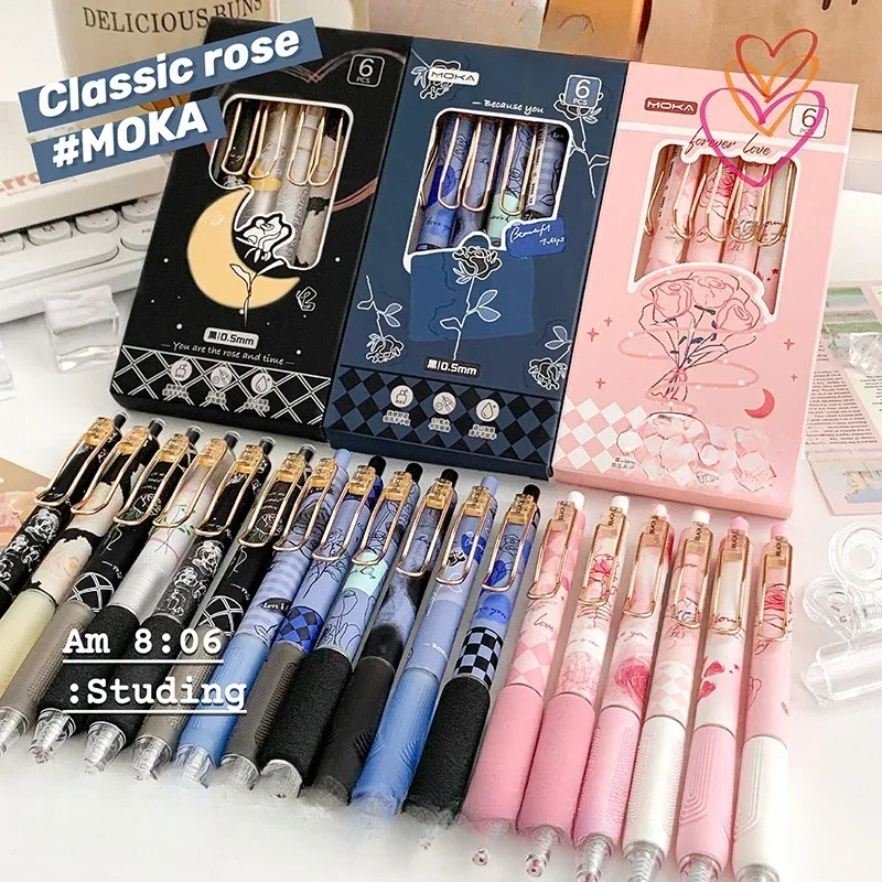 6pcs-set-Retro-European-Style-Gel-Pen-Vintage-Rose-Red-Series ...
