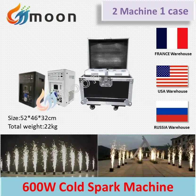 2PCS-600W-Cold-Spark-Machine-with-Flycase-Ti-Powder-LCD-Cold-Firework ...
