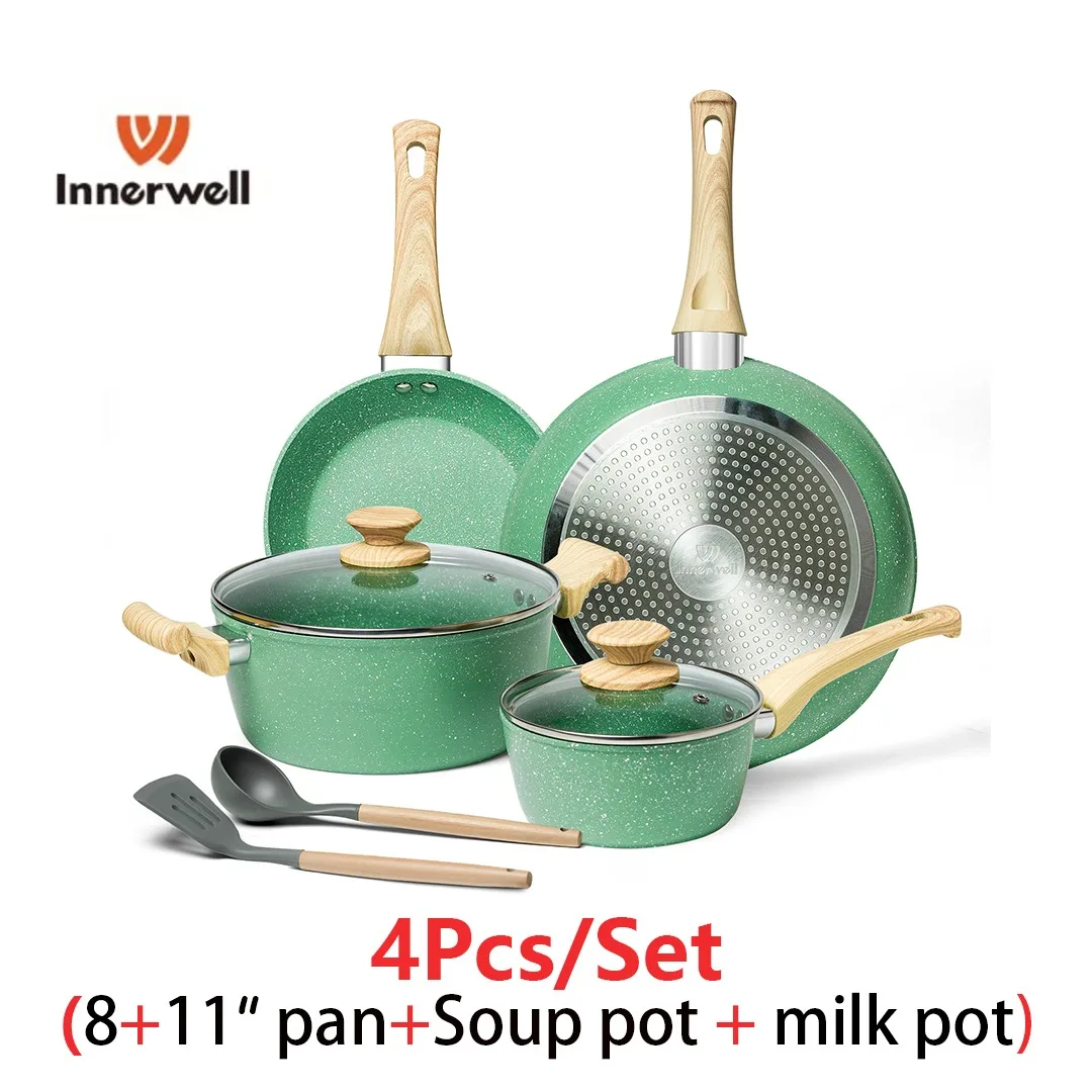 Innerwell-Kitchen-Cookware-Set-8-11-Inch-Frying-Pan-Soup-Pot-Milk-Pots ...