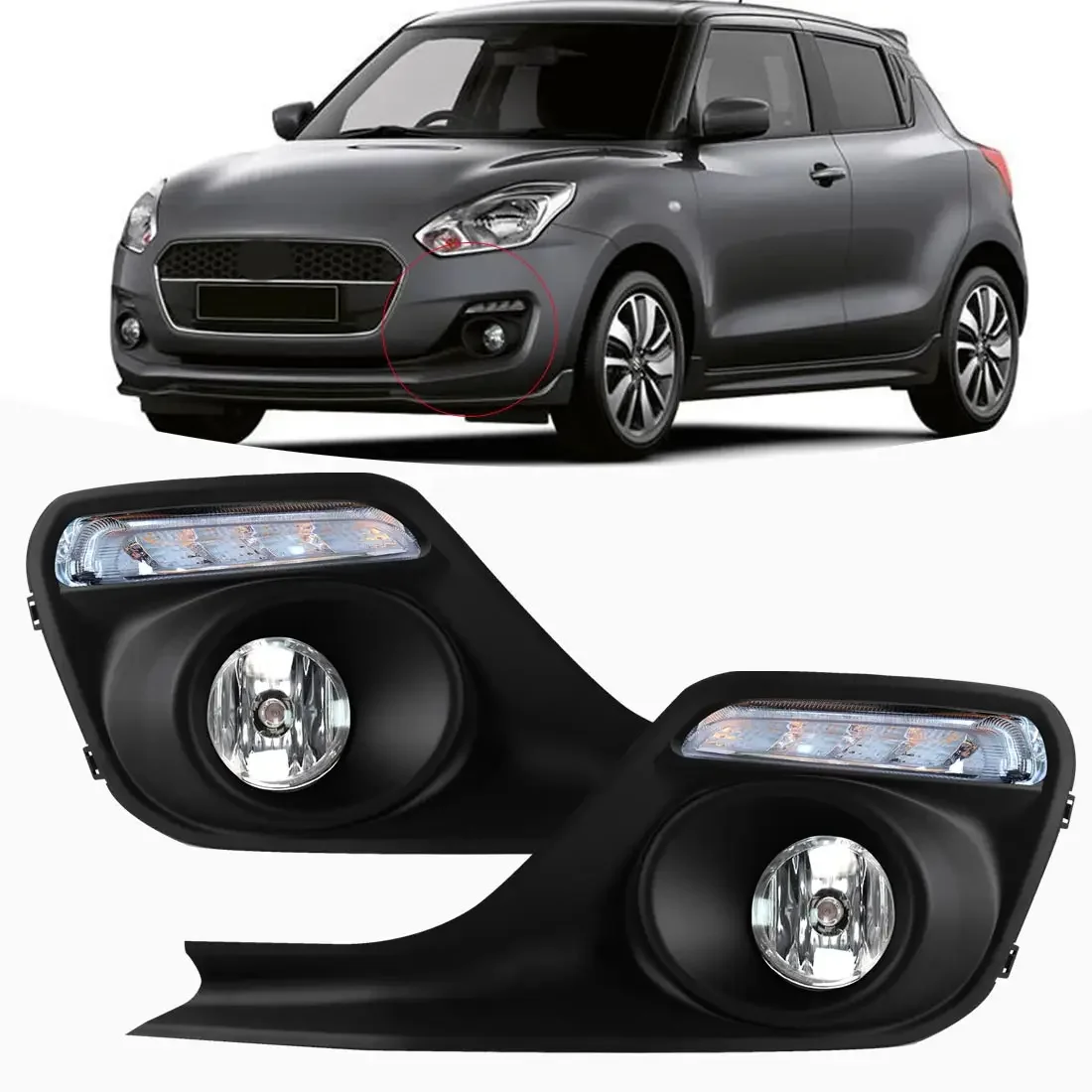 LED-Front-Fog-Lamp-For-Suzuki-Swift-2018-2019-Car-DRL-Daytime-Running ...