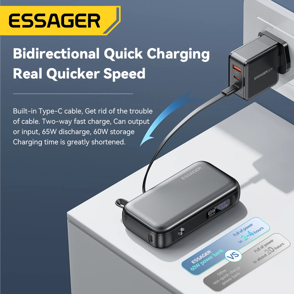 Essager-Portable-Power-Bank-com-cabo-USB-C-bateria-de-reposi-o-externa ...