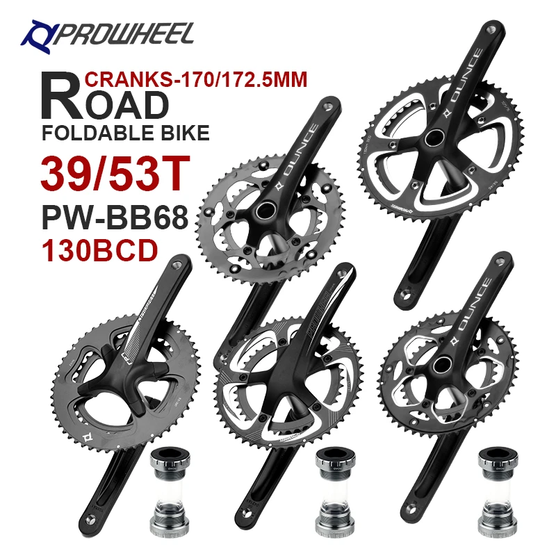PROWHEEL Road Bike Crankset 170/172.5mm 34 50T/39 53T Chainring and ...