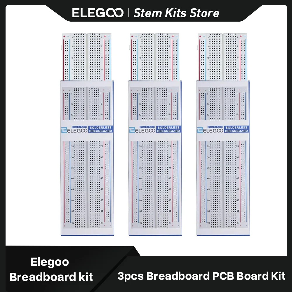 Breadboard Kit AIHJCNELE 3pcs MB-102 Breadboard 830 Point Solderless ...