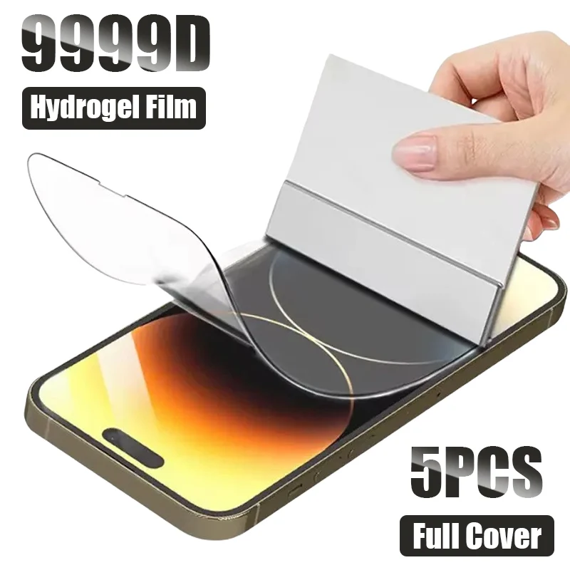 5PCS Full Cover Hydrogel Film for iPhone 11 12 13 14 15 16 Pro Max 12 ...