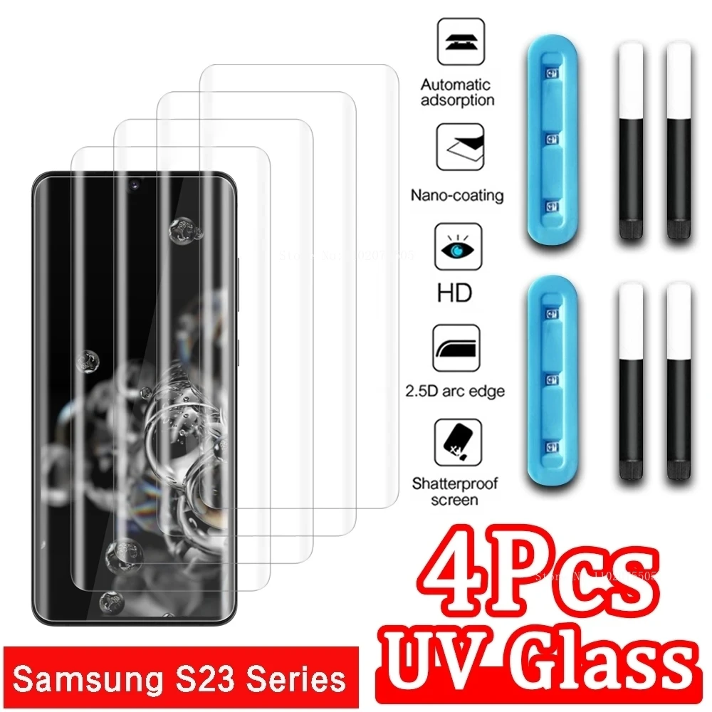 4pcs-Curved-Quality-Full-Glue-UV-Tempered-Glass-for-Samsung-Galaxy-S23 ...