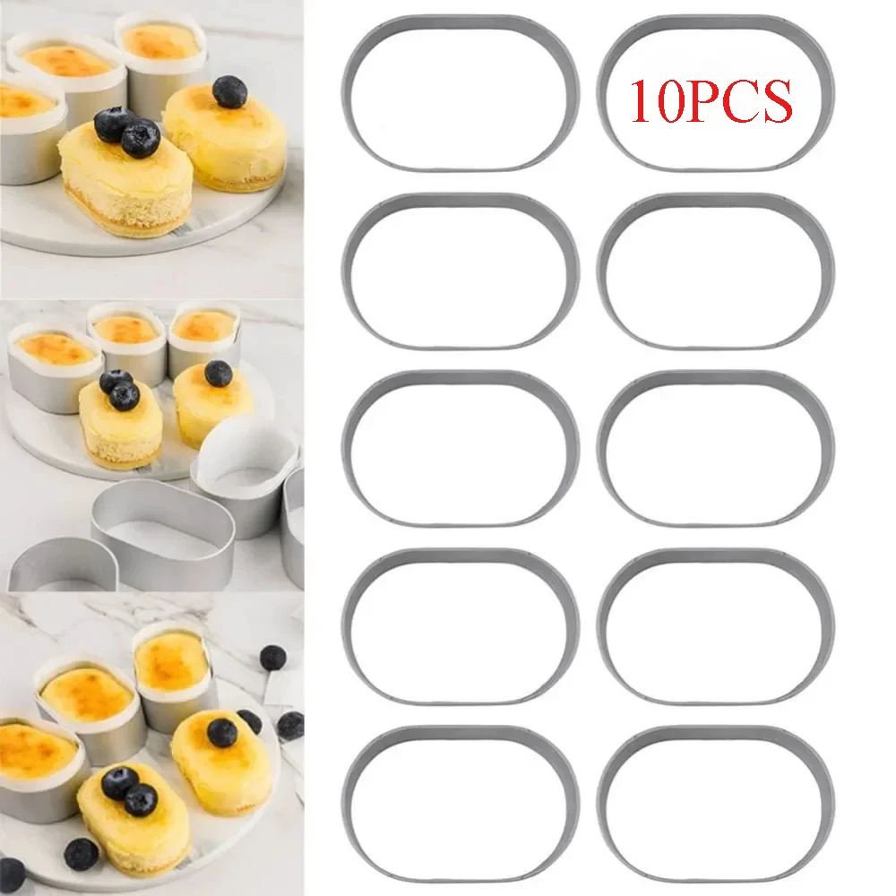 10PCS-Stainless-Steel-Oval-Half-ripened-Cheese-Mold-Mini-Non-Stick-Tart ...
