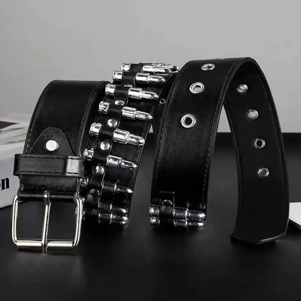 Trendy Rivet Hollow Bullet Decoration Belt Heavy Metal Belt Men Women ...
