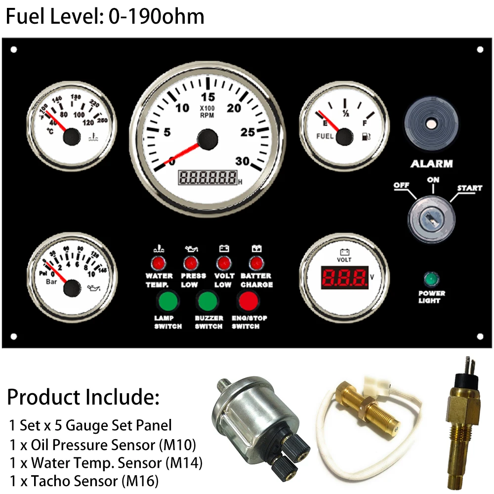 5-Gauge-Set-12V-24V-Engine-Panel-Instrument-Assembly-with-6K-Tachometer ...