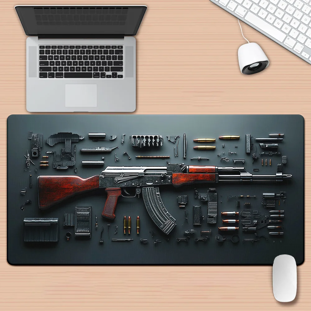 Assault Rifle Blueprint Design Mouse Pad Large Rubber Non-slip Desk ...