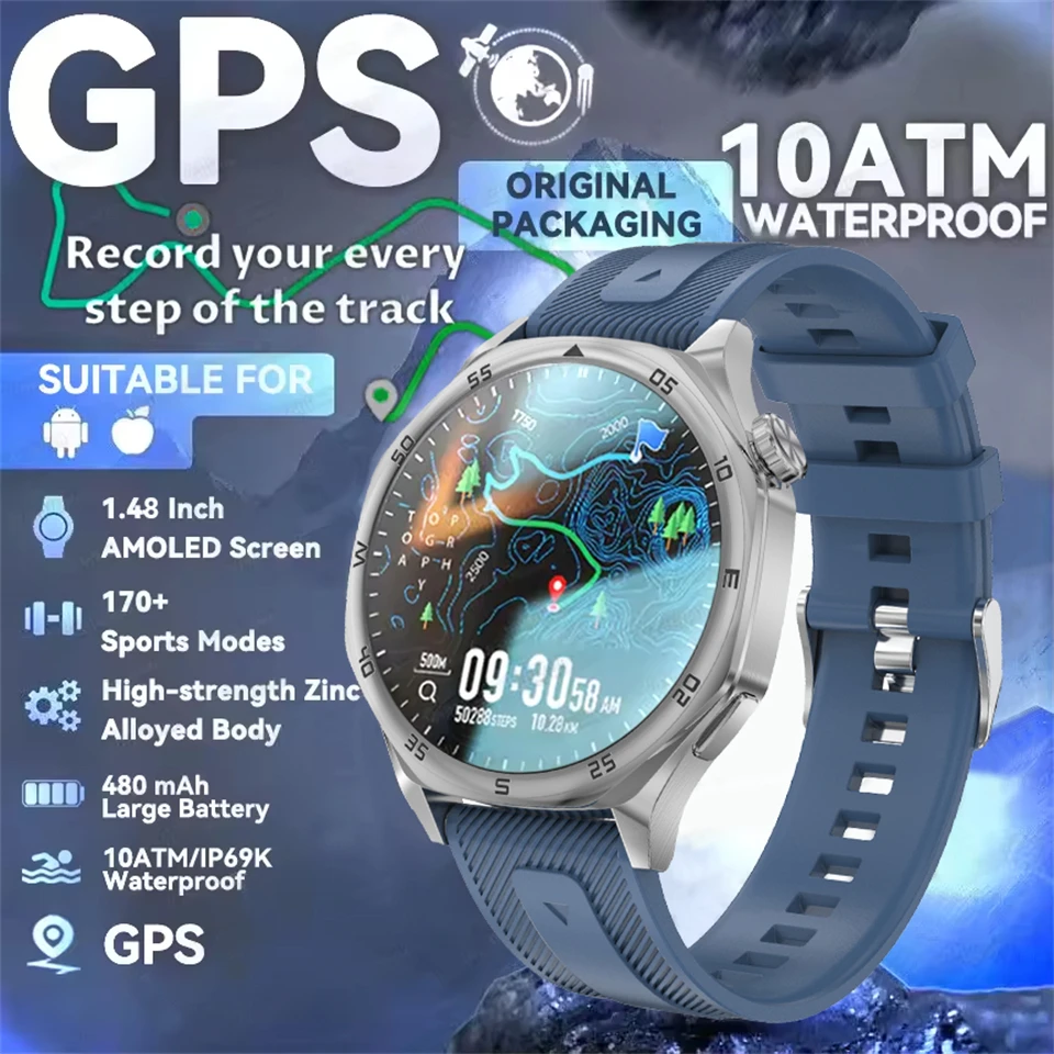 2025 New SmartWatch Men 4GB Memory GPS NFC AMOLED Screen Fitness ...