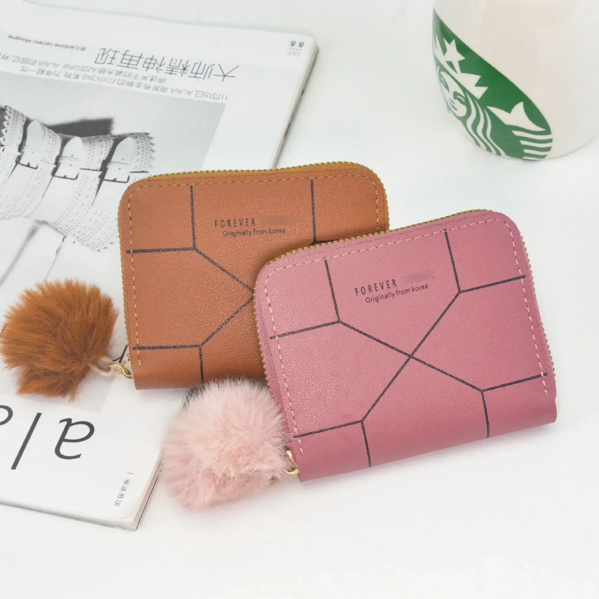New Women's Wallet Short Simple Card Bag Wallet Summer Zipper PVC ...