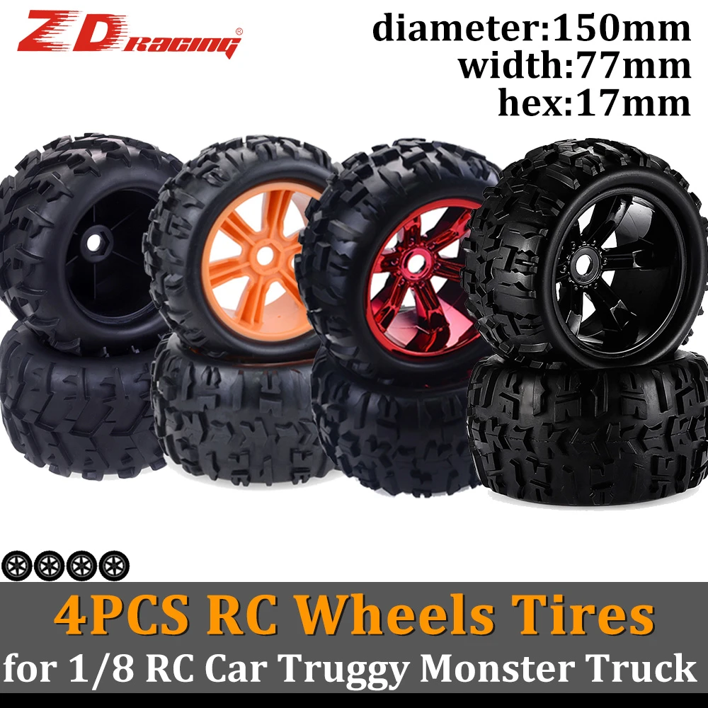 Zd Racing 4Pcs Rc Wielen Banden Rubber 150Mm Monster Truck Wiel Band ...