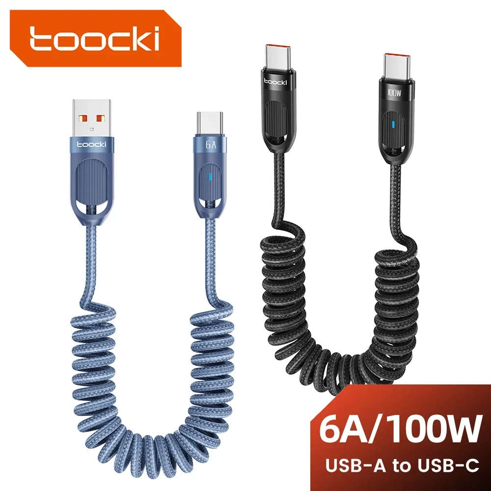 Toocki-100W-Fast-Charging-Spring-Pull-Telescopic-6A-USB-Type-C-Data ...