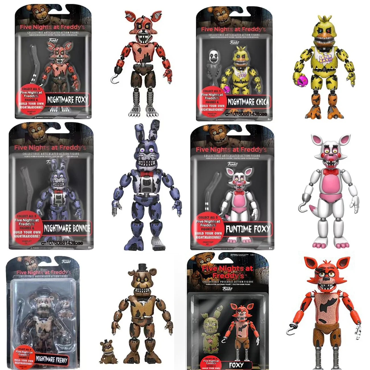 14CM FNAF Figures Nightmare Freddy Bonnie Foxy Chica Action Figure ...