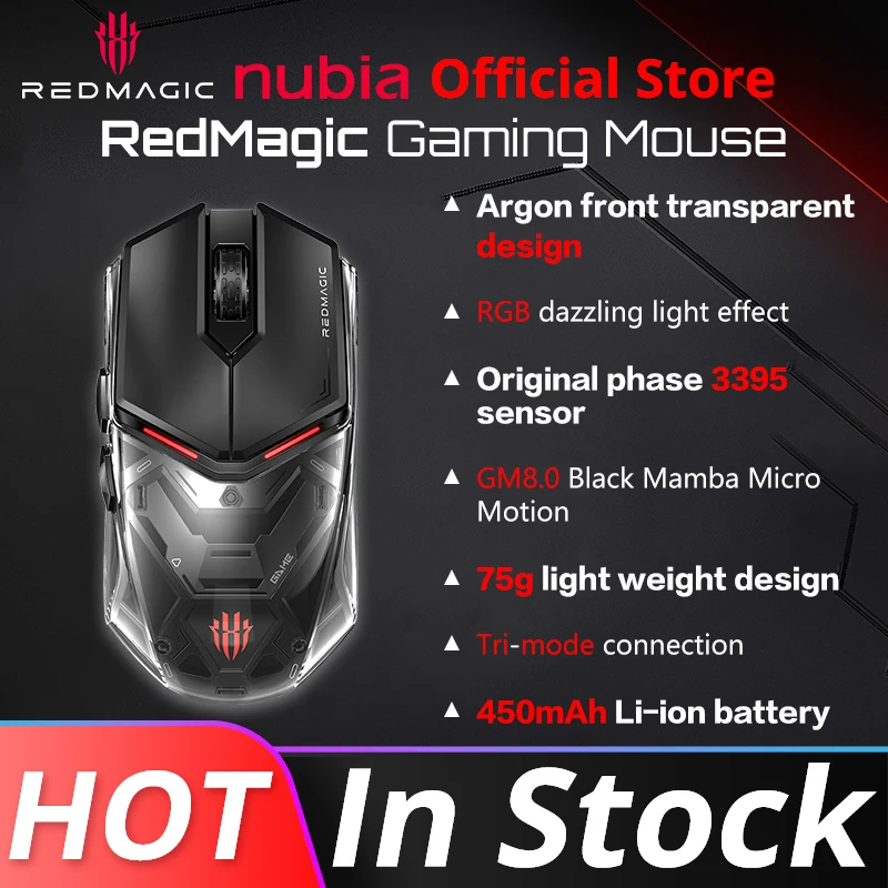 Nubia Redmagic Gaming Mouse GS001J Gaming Mouse GM8.0 RGB Light 3395 Sensors PC Laptop Computer ...