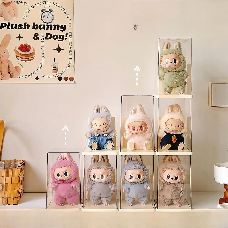 Labubu Transparent Storage Box Single Stackable Rubber Figurine Display ...