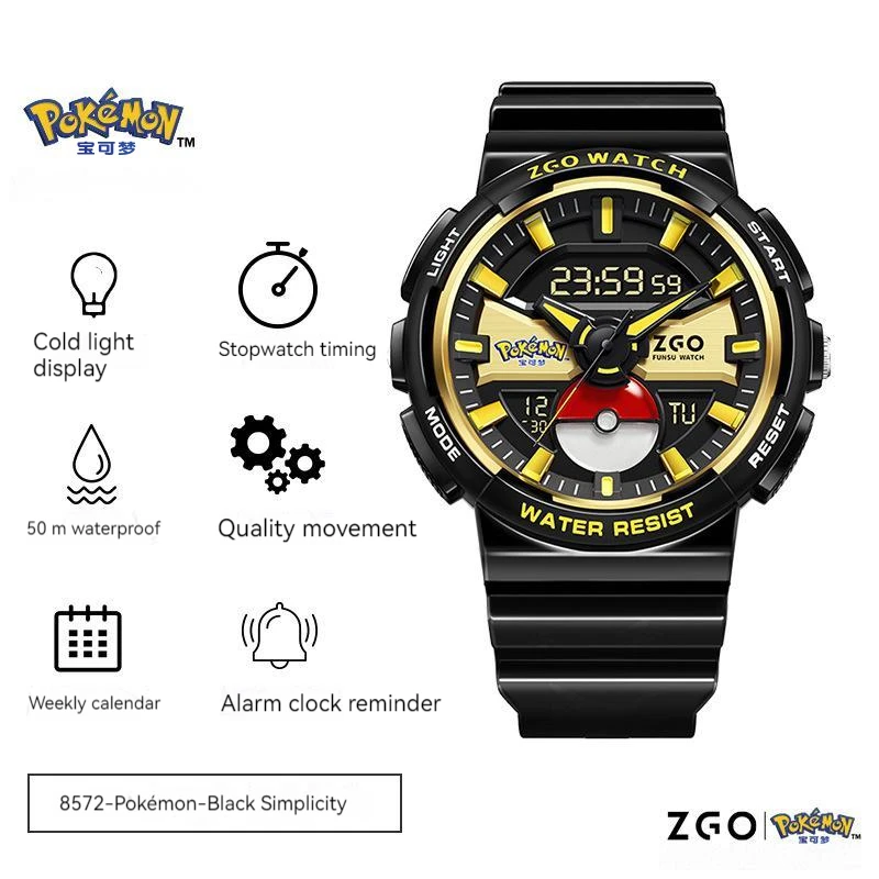Original Pokemon Pikachu Joint Zgo Anime Watch Waterproof Luminous ...