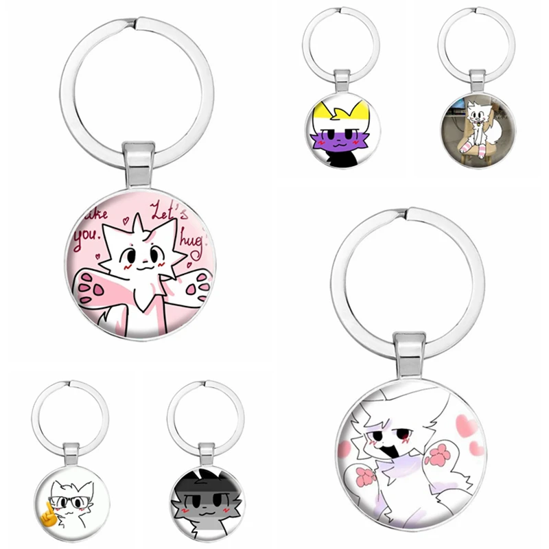 Boykisser Cat Meme Keychain Kawaii Funny Pink Silly Cats Glass Cabochon ...
