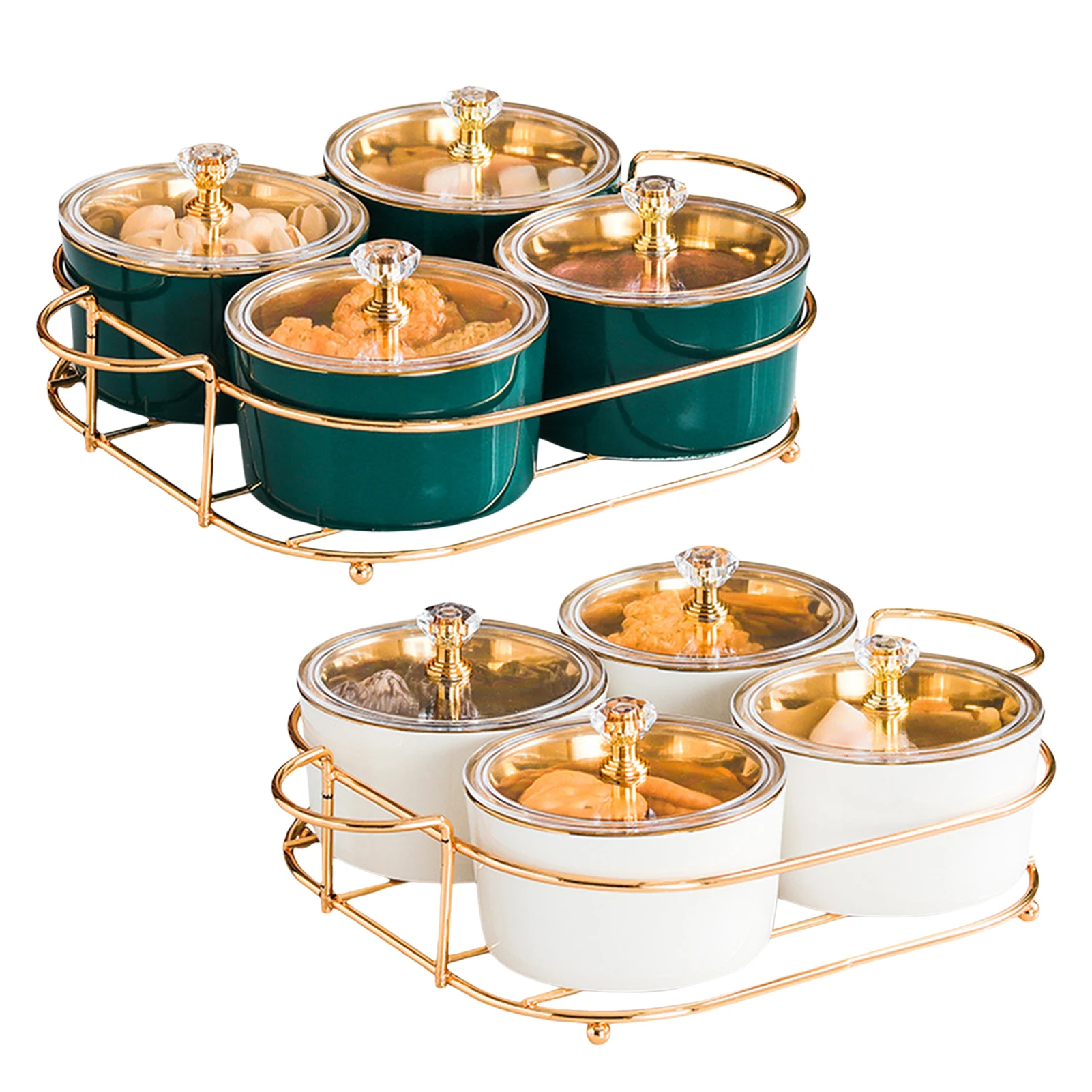 Appetizer Bowls with Rack Appetizer Serving Tray Ceramic Divided ...