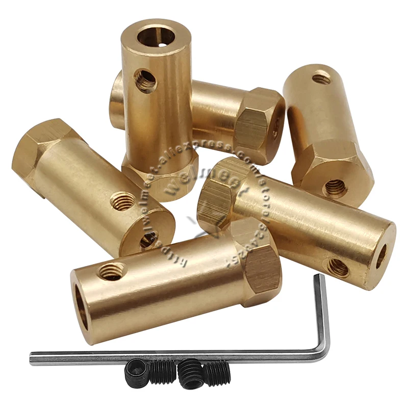 3/4/5/6/7/8mm Extended Copper Rigid Hexagon Coupling Motor Shaft ...
