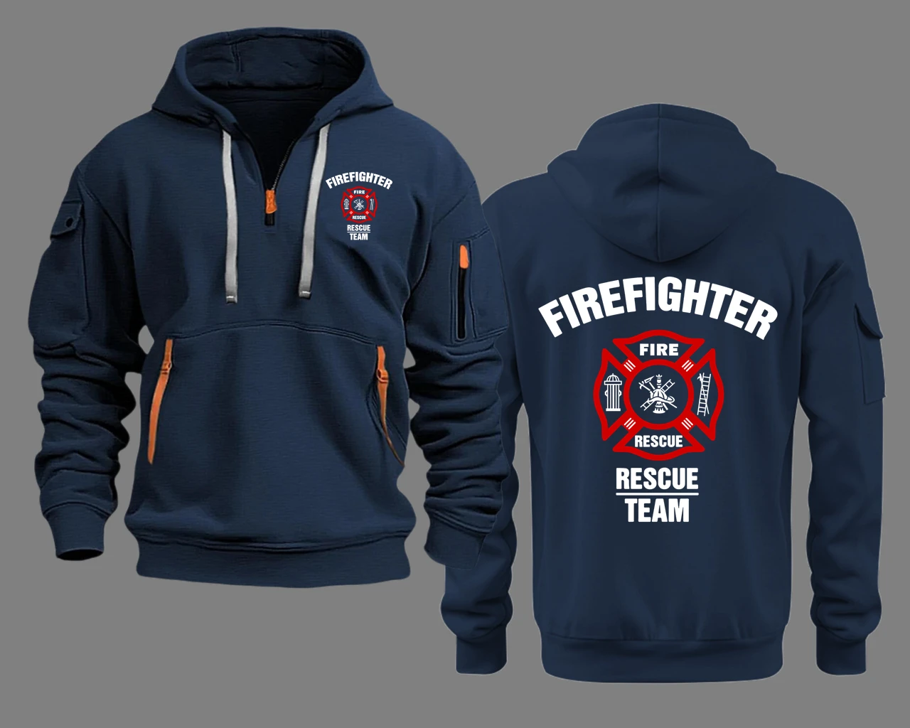 Firefighter Rescue Team Semi-Zip sweat à capuche sweats à capuche ...