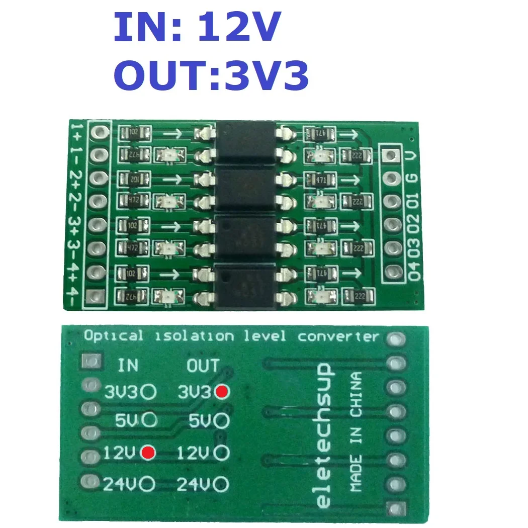 In PNP/NPN out NPN OUT Optical Isolation Board 4ch 3.3V 5V 12V Digital ...