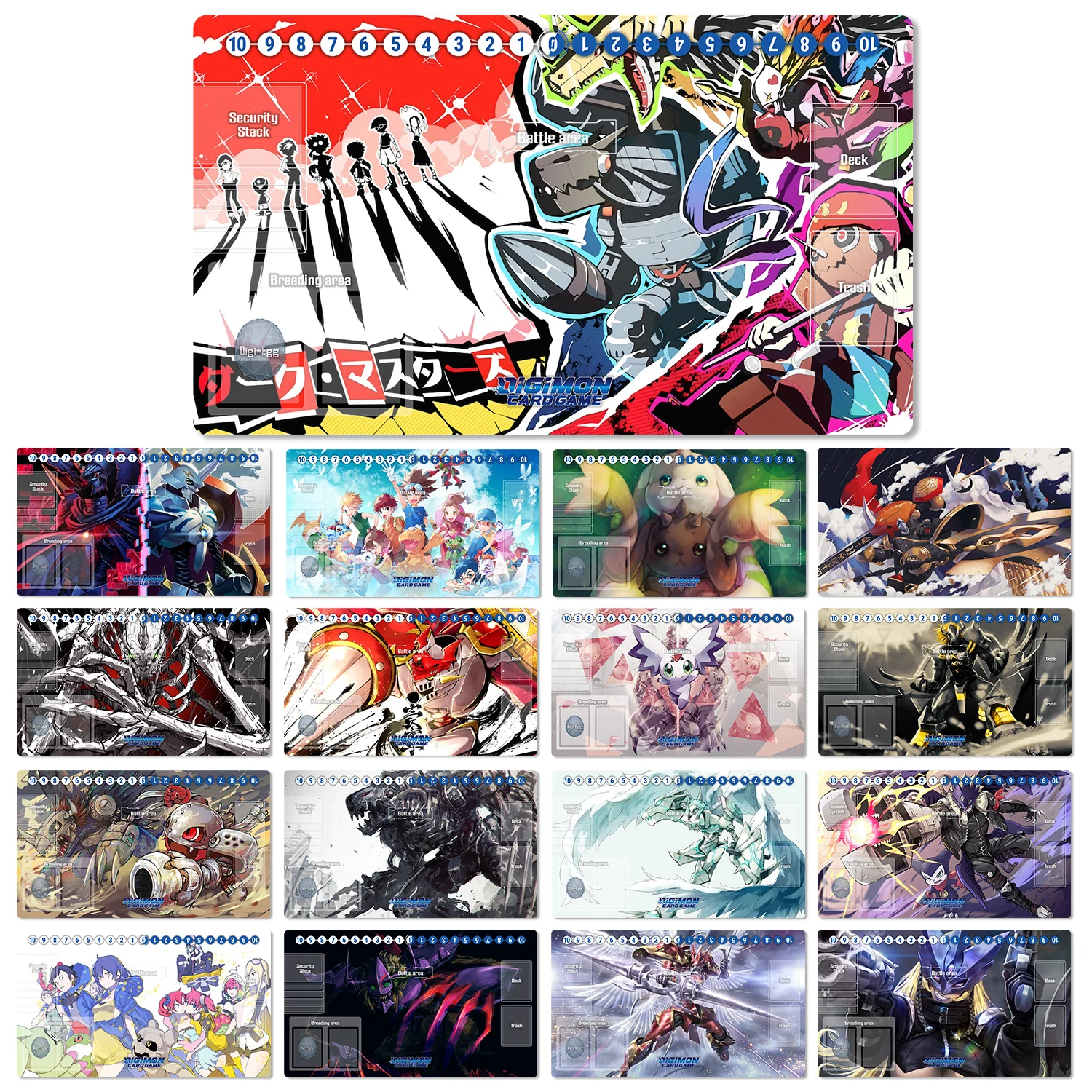 Digimon Playmat Black War Greymon Omega Culumon Terriermon DTCG OCG ...