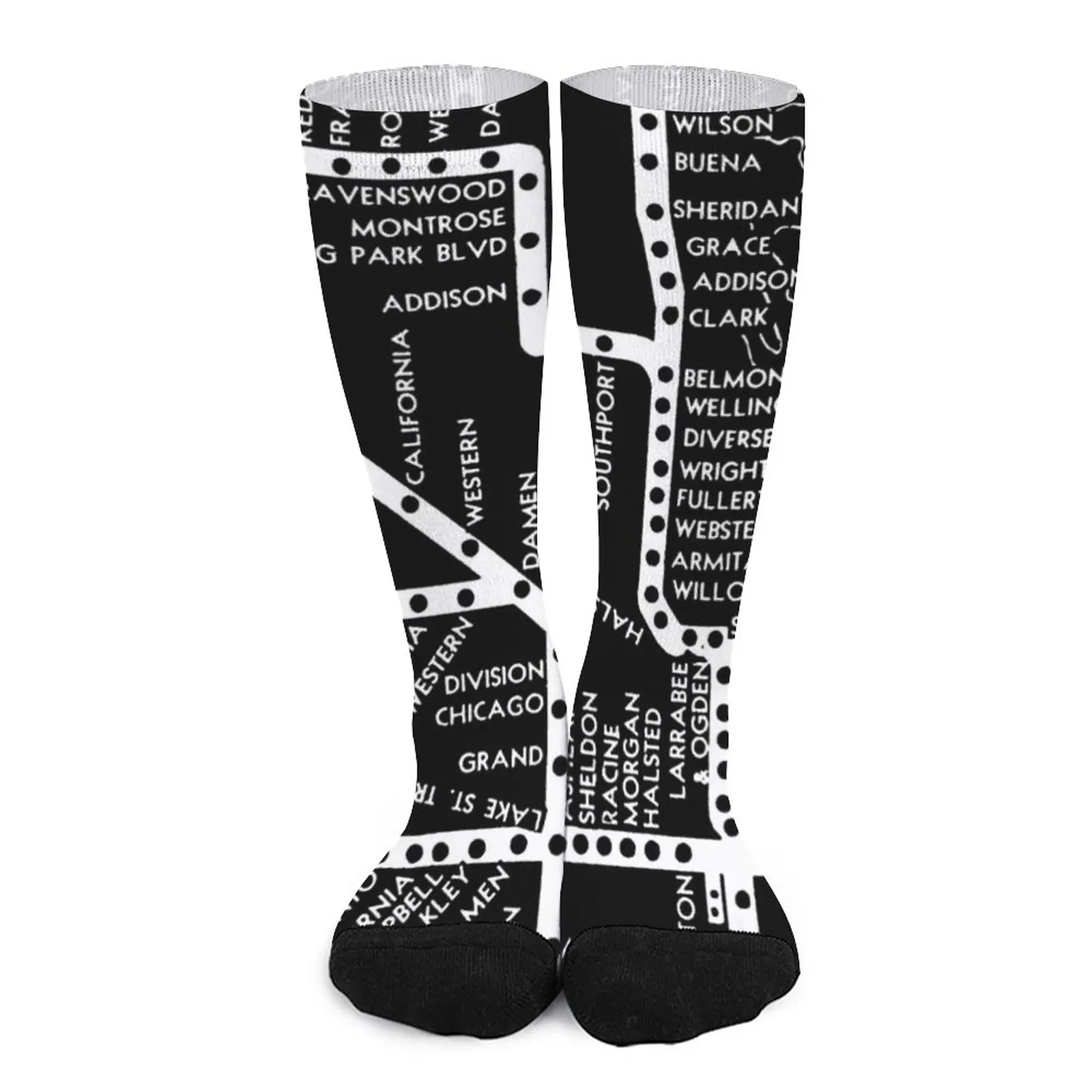 Vintage-Map-Stockings-Women-Chicago-Subway-Train-Print-Socks-Quality ...
