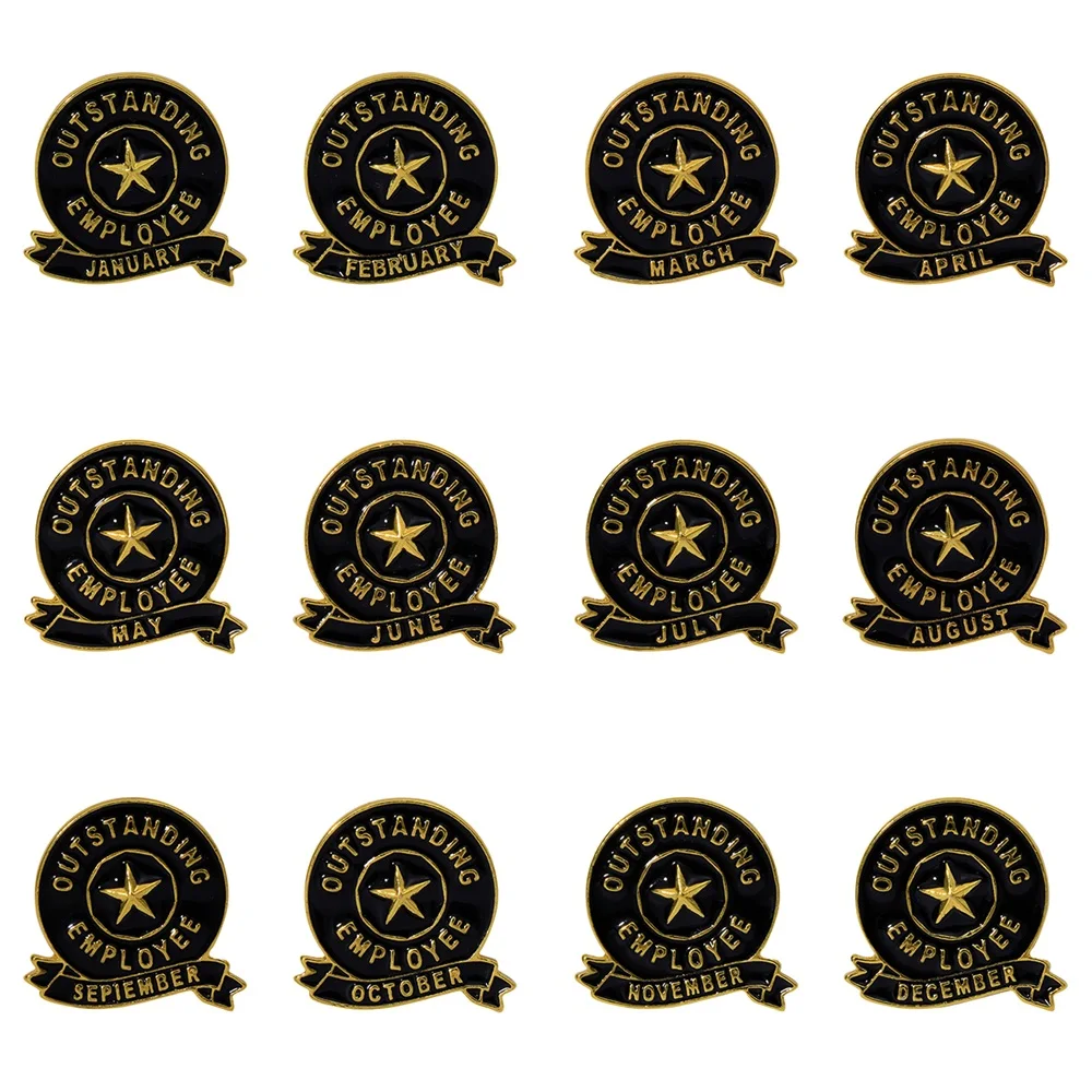 12-Months-Outstanding-Employee-Enamel-Pins-Company-Reward-Badge-For ...