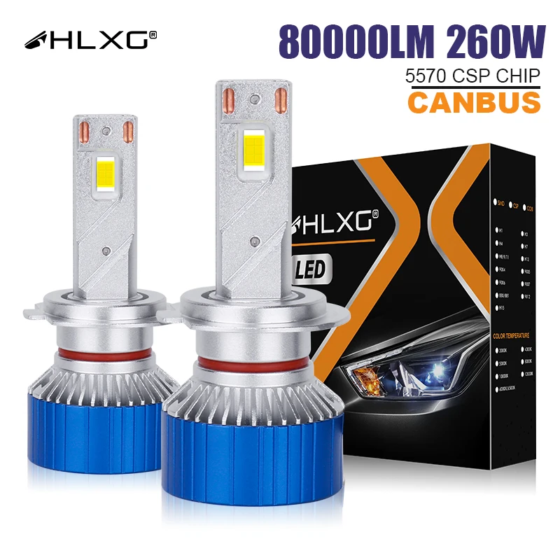 HLXG 미니 크기 80000LM Canbus H7 LED 튜브 자동차 헤드 라이트 HB4 HB3 9005 9006 H11 H4 H1 9012 HIR2 H8 전구 260W ...