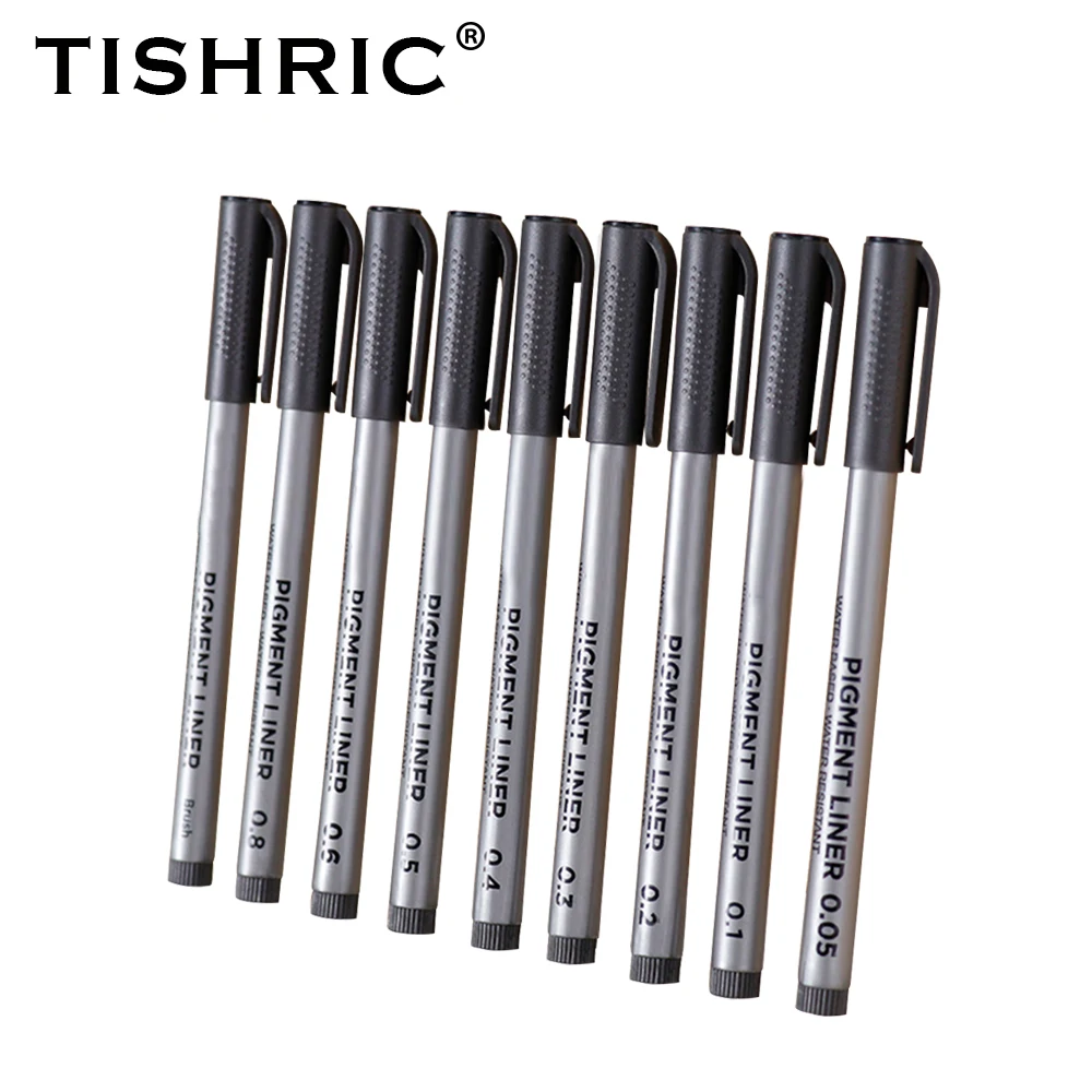 Tishric Different Tip Black Pigment Liner Waterproof Micron Marker Pen ...