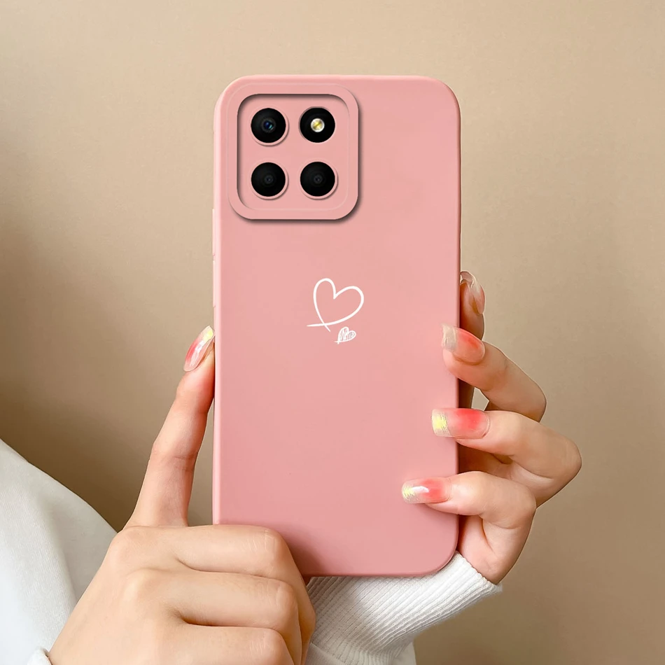 For Huawei Honor X6 X6S X6A Phone Case Butterfly Heart Liquid Silicone ...