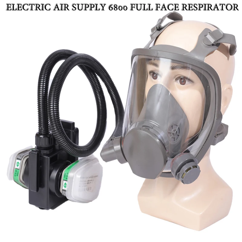 Electric Powered Air Supply Full Face 6800 Mask Chemical Gas Respirator ...