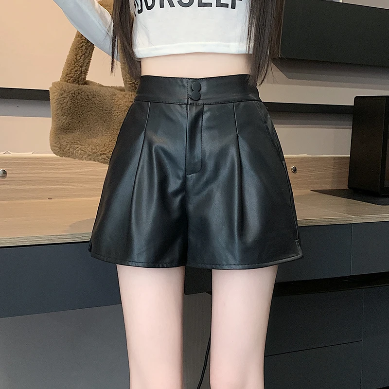 Ladies-Fashion-Casual-Cool-PU-Leather-Booty-Shorts-Women-Clothing-Girls ...