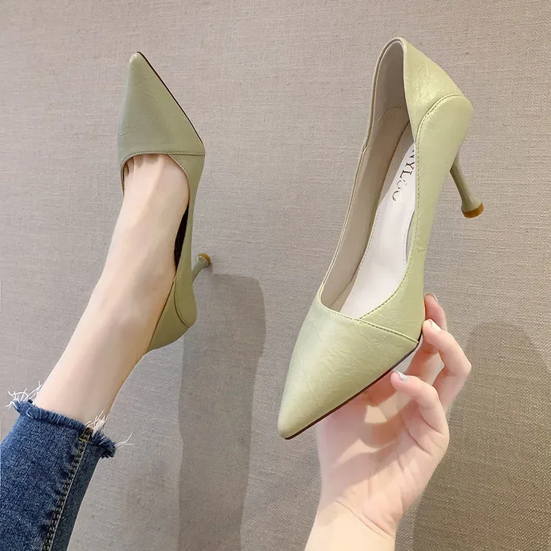 sapatos women cute sweet light green spring slip on stiletto heel shoes ...