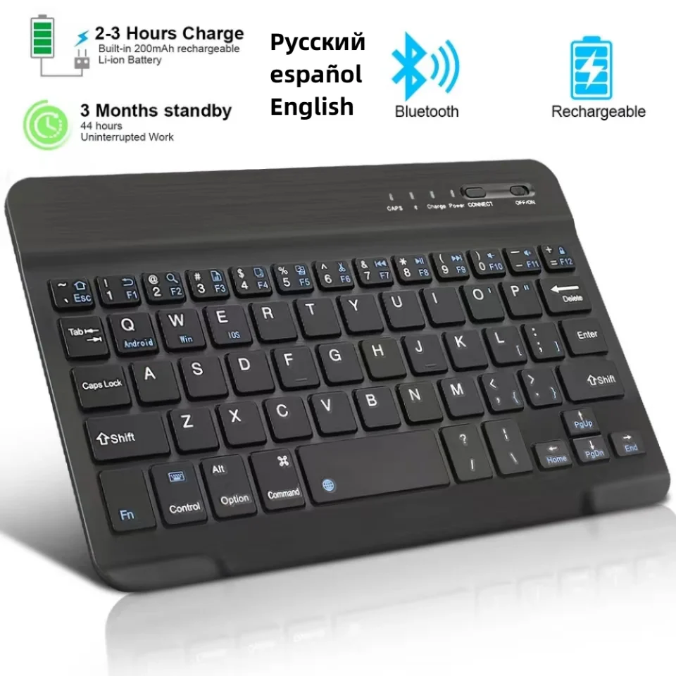 Mini-Bluetooth-Keyboard-Wireless-Keyboard-Rechargeable-Russian-Spain ...