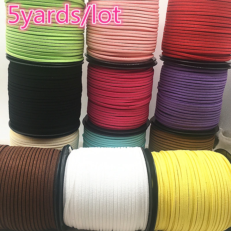 5yards/lot 3mm Flat Faux Suede Braided Cord Korean Velvet Leather ...
