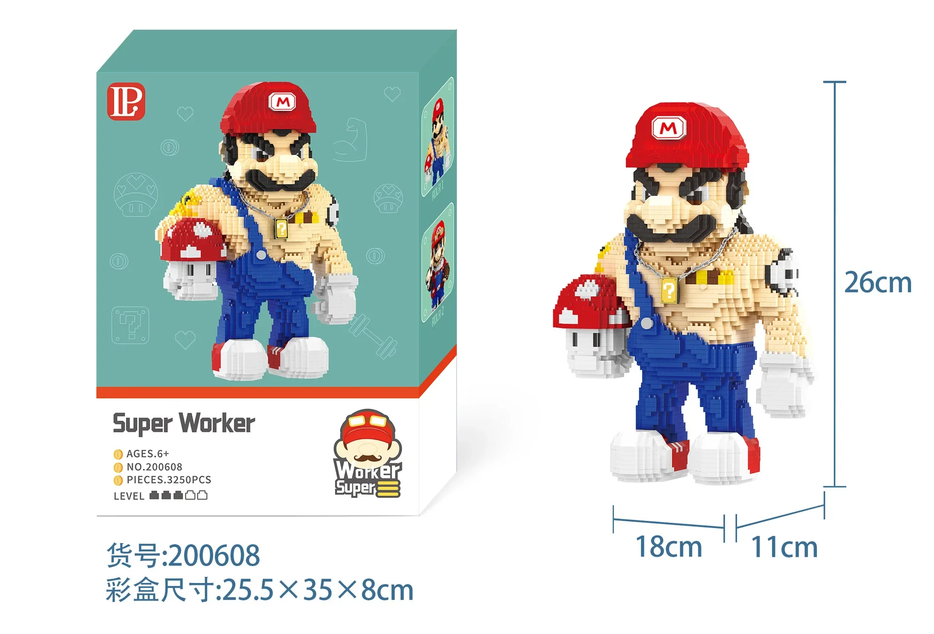 Figuras de Mario, microbloques de construcción, Super Mario, Yoshi ...