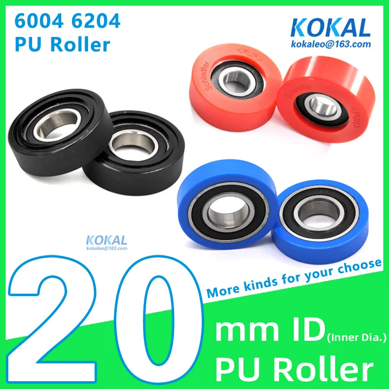 PUd20-2-4PCS-high-quality-6204RS-6904-6004-TPU-PU-ball-bearing-roller ...