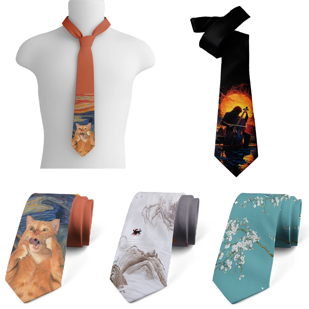 Harajuku Fashion Unisex Tie 3D Printed Classic Oil Painting High ...