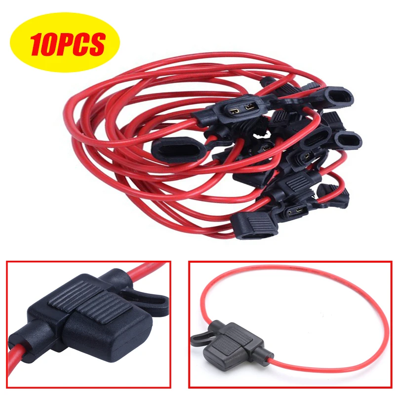 10PCS-Auto-Ring-Fuse-Black-Insert-Red-Wire-Harness-Blade-Fuse-Holder ...