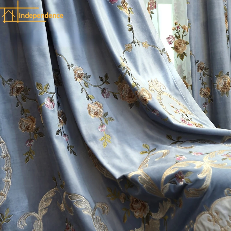 European Style Blackout Flannel Curtains for Living Room Bedroom ...