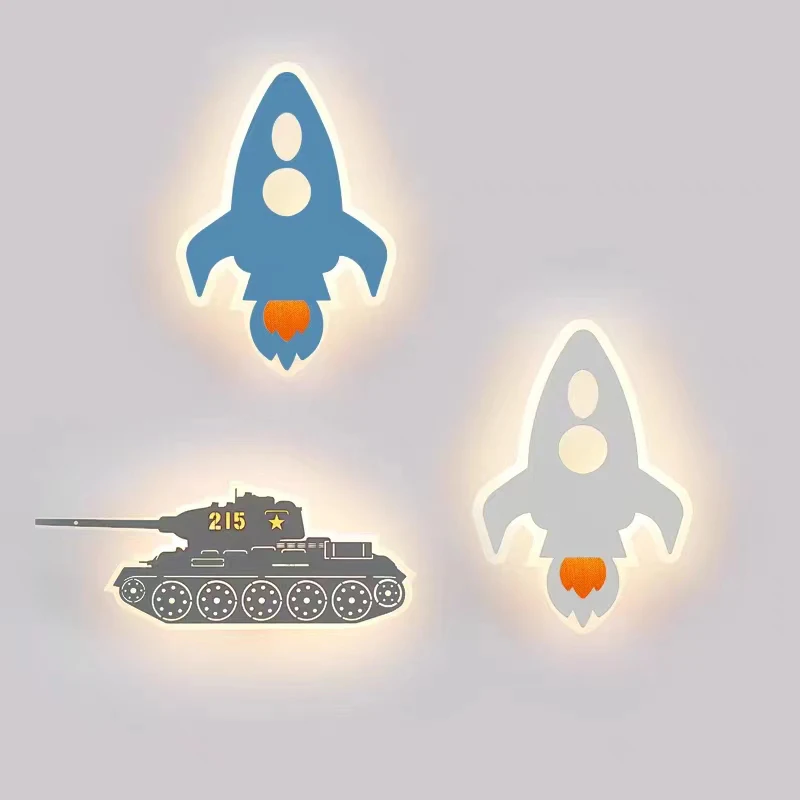 Simple-Modern-Children-s-Room-Wall-Lamps-LED-Rocket-Tank-Lamp-Baby-Room ...