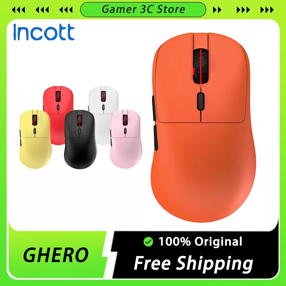 Incott-GHERO Mouse para Jogos Sem Fio, Modo Duplo, Sensor PAW3395, RGB, Baixa Latência, Gamer PC ...