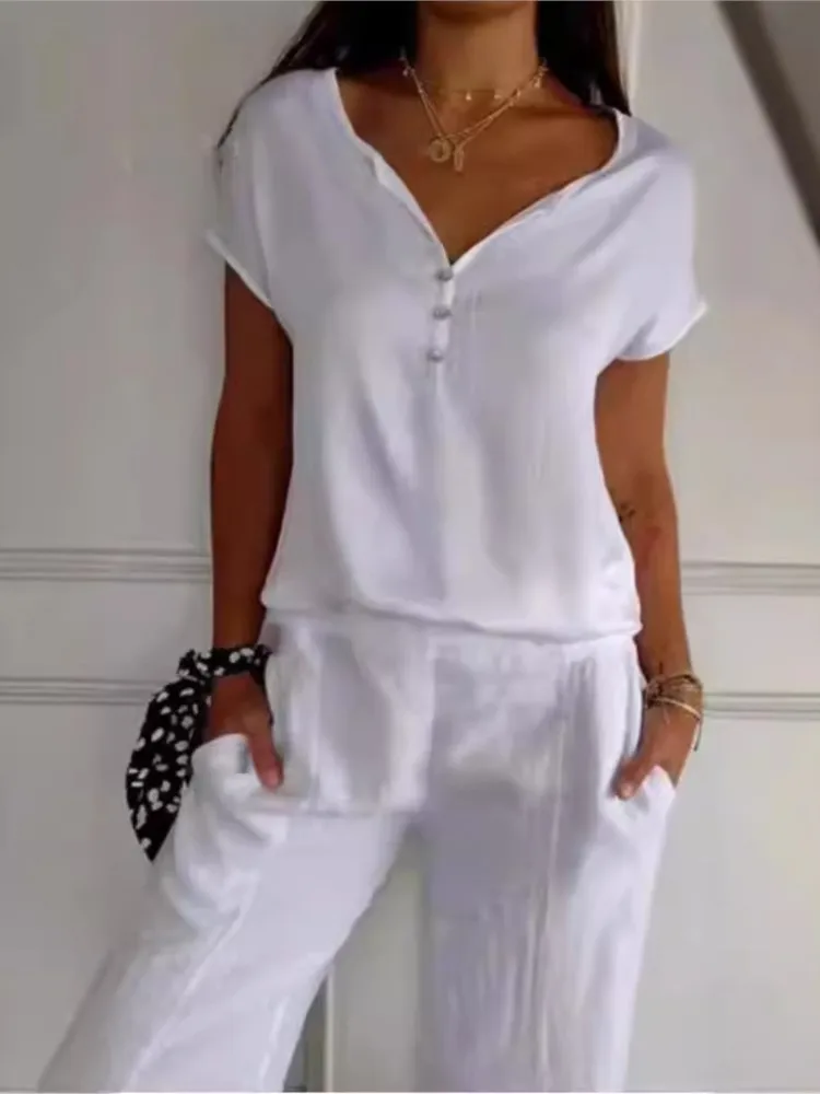 Women Short Sleeve T-shirt Top Fashion Casual Solid V Neck Pullover ...