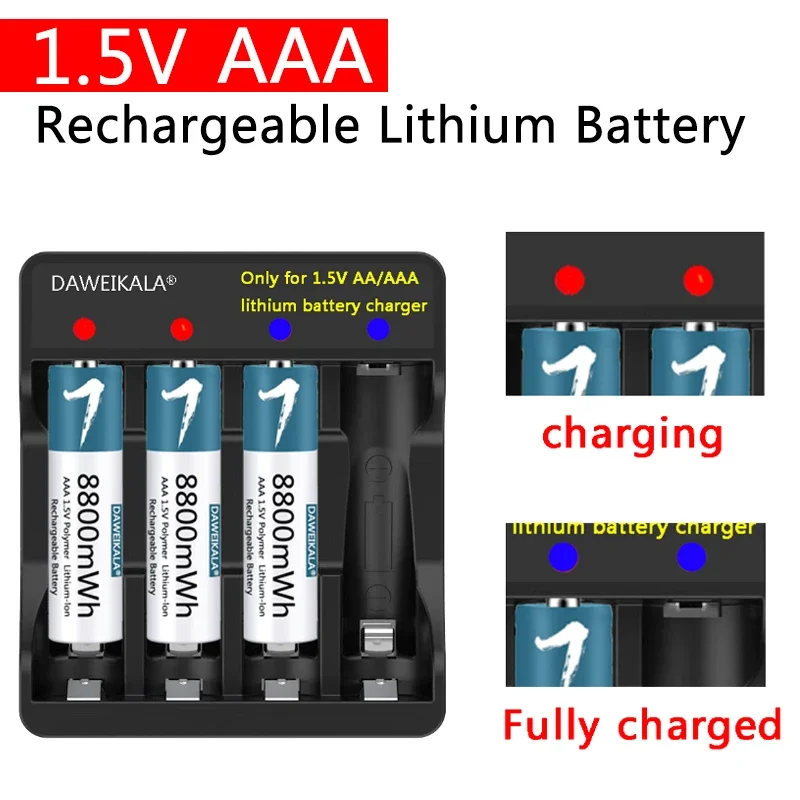 1.5V AAA Battery Rechargeable Lithium Battery 8800mWh AAA Battery for ...