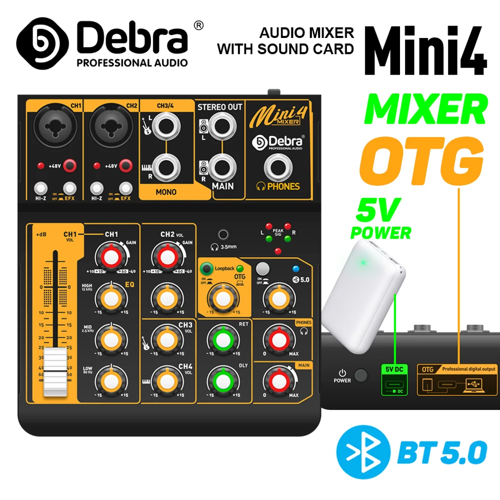 Mini4-4-channel-mixer-metal-body-audio-mixer-Bluetooth-5-0-OTG-reverb ...