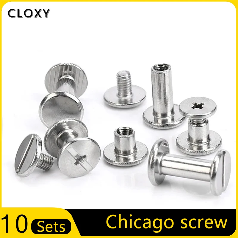 10pcs-Stainless-Steel-Binding-Chicago-Screws-Studs-Rivets-Slotted-Belt ...