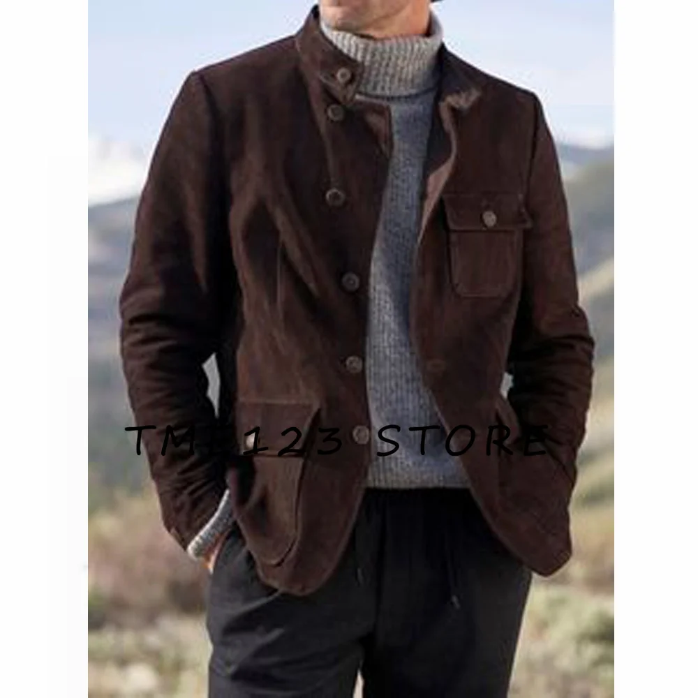 Men-s-Suede-Short-Jacket-Warm-Casual-Fashion-Coat-V-neck-Single ...