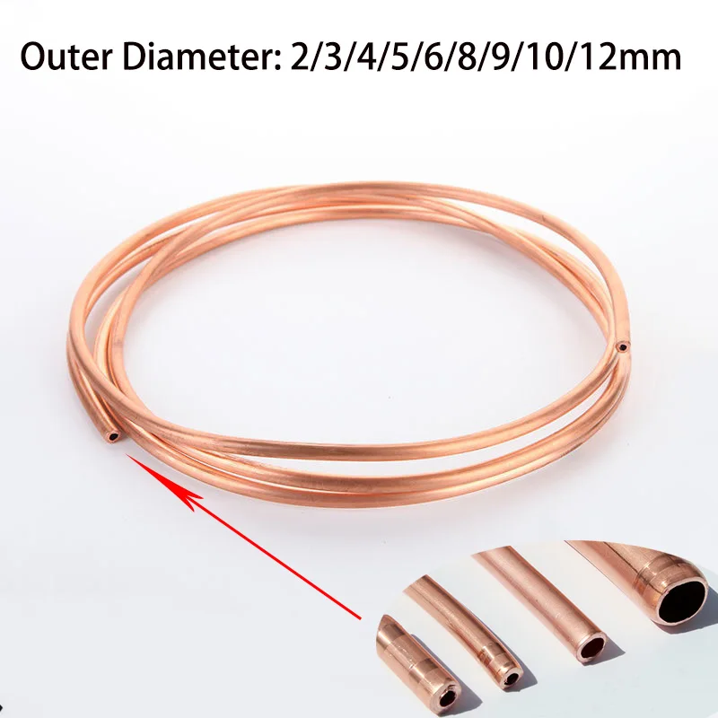 1-10Meter Soft Copper Tube Coil OD 2/3/4/5/6/8/9/10/12mm 99.9%Pure ...